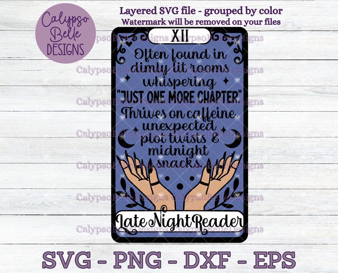 The Late Night Reader Tarot Card Svg, Reader Svg, Smut Svg, Romance Reader Svg, Night Reader Svg ...