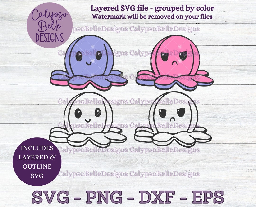 Layered Reversible Octopus SVG Layered Octopus SVG Emotion - Etsy