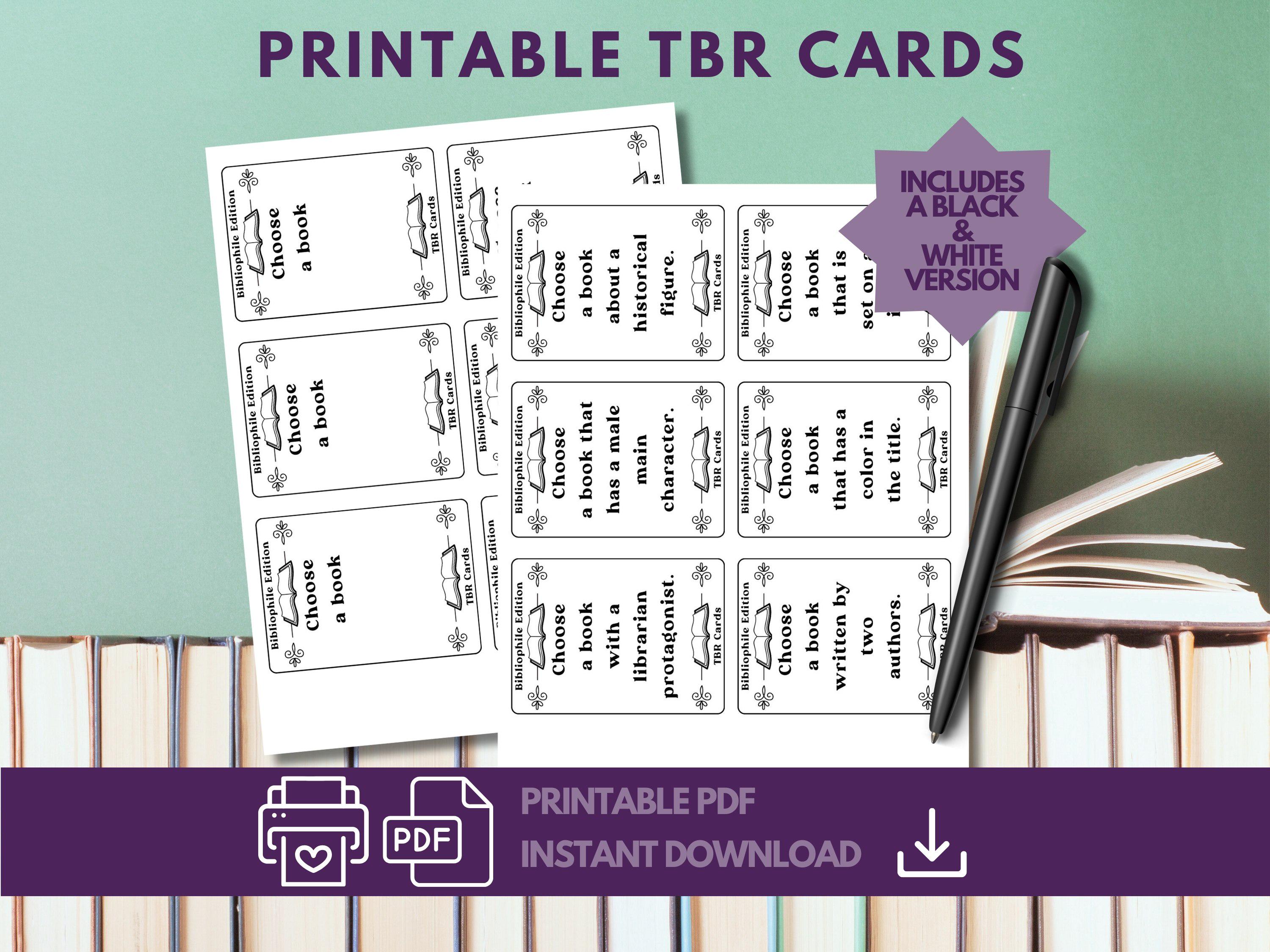 Printable TBR Prompt Cards: Book Lover Reading Challenge (PDF) - Etsy