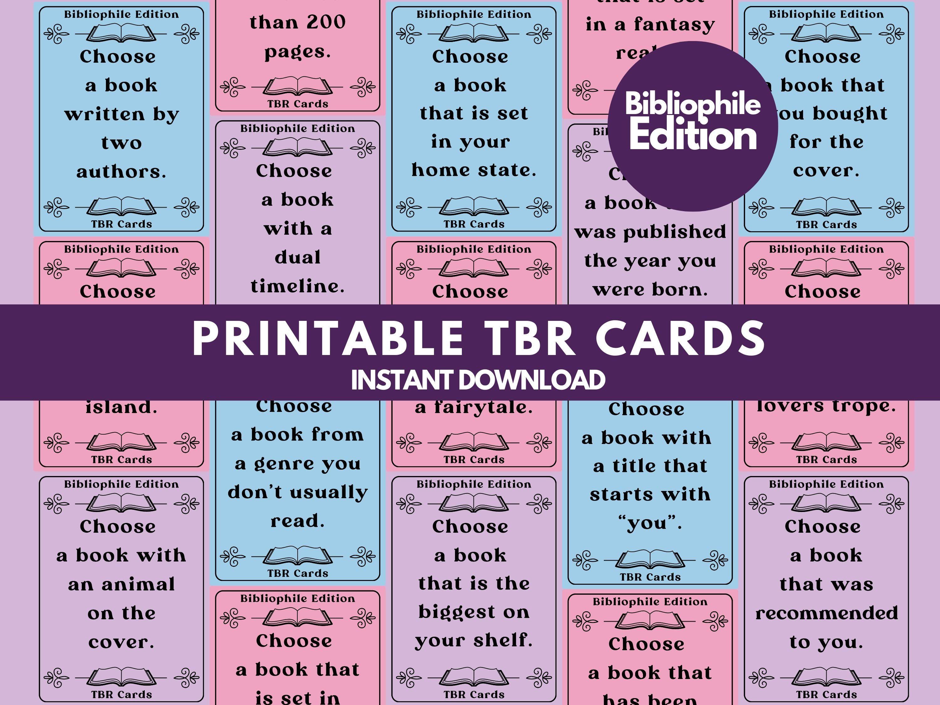 Printable TBR Prompt Cards: Book Lover Reading Challenge (PDF) - Etsy