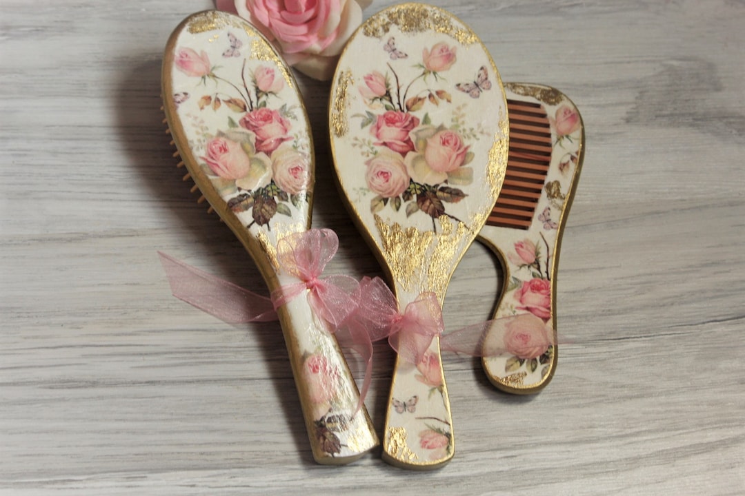 Victorian Dressing Table Set Hairbrush and Wooden Mirror - Etsy
