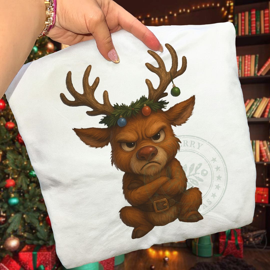 Funny Grumpy Christmas Reindeer Clipart | Holiday PNG (300 DPI) - Etsy