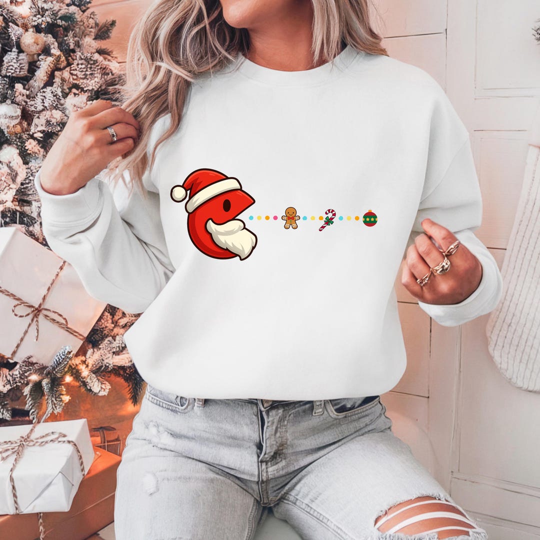 Christmas Pac-man PNG: Santa, Gingerbread, Retro Gaming Design - Etsy