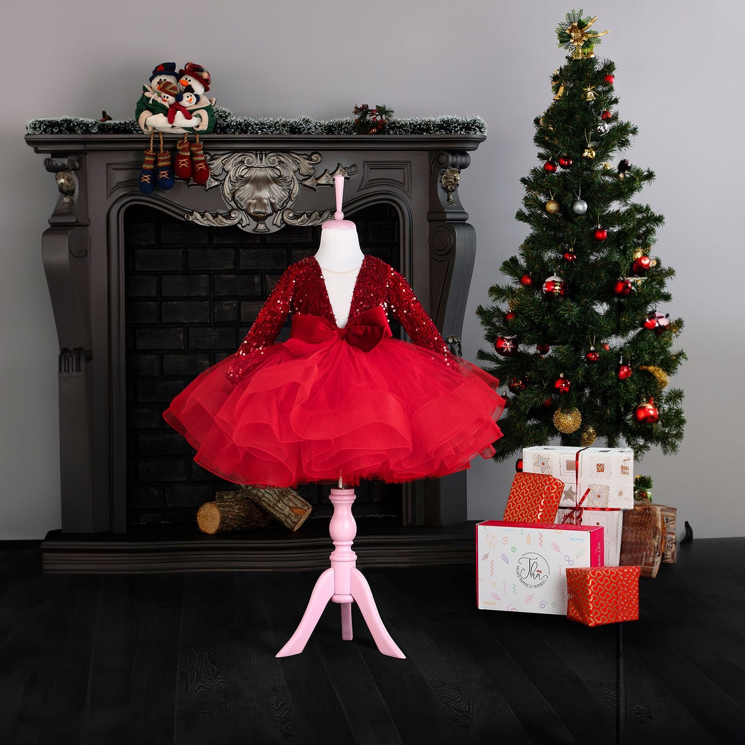 Christmas Photoshoot Dress, Red Christmas Dress for Girls, Baby First ...