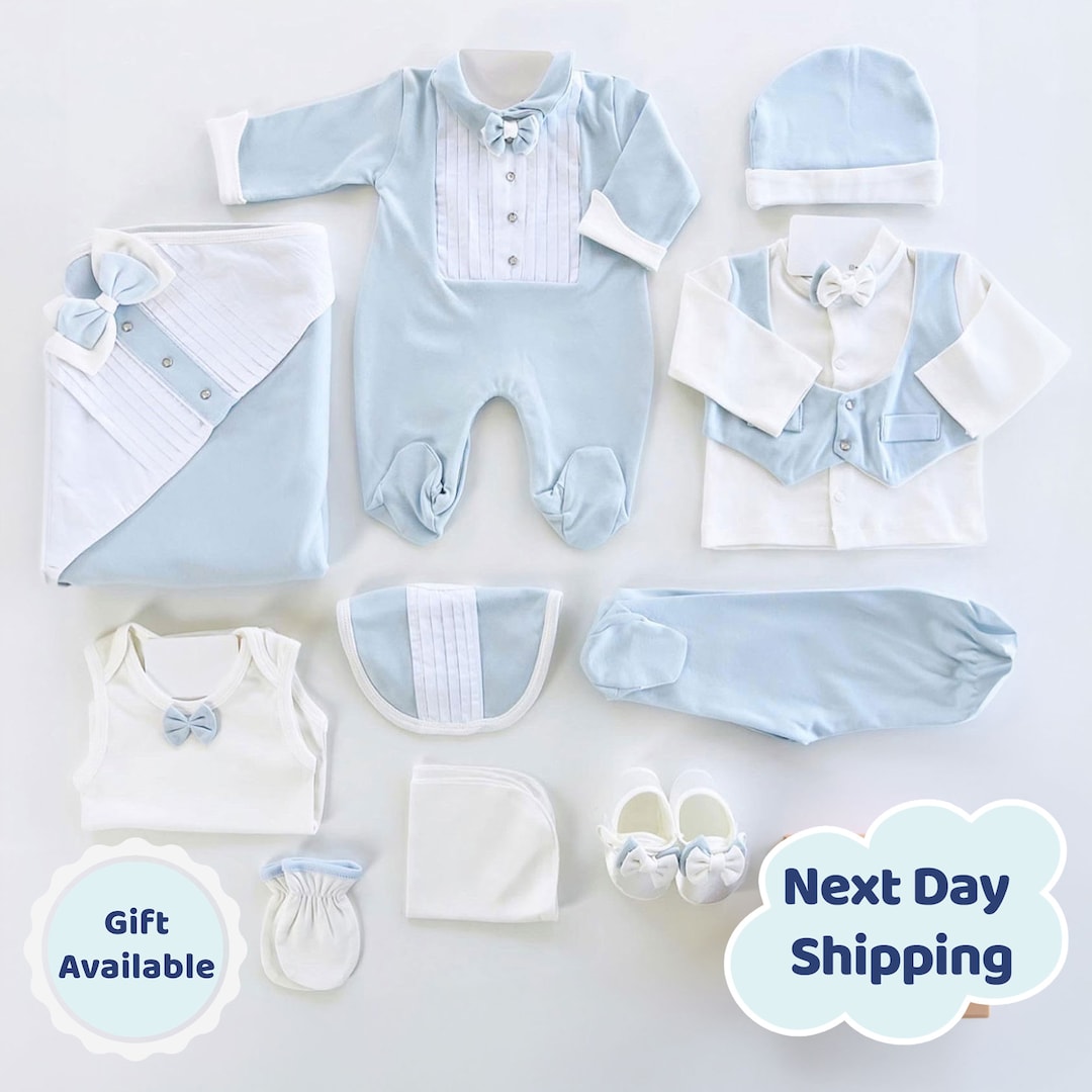 Baby Boy Coming Home Outfit: 10-piece Cotton Set - Etsy