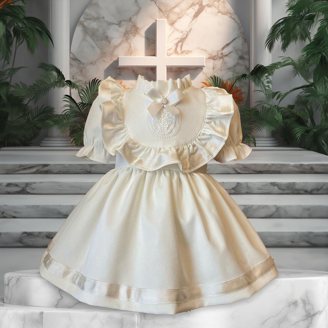 White Baptism Dress for Baby Girl, Vintage Christening Gown for Baby ...