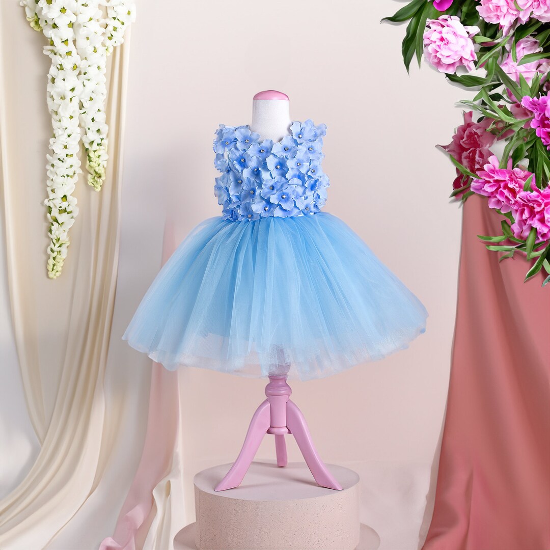 Blue Floral Easter Outfits, Floral Easter Dress for Girl, Elegant ...