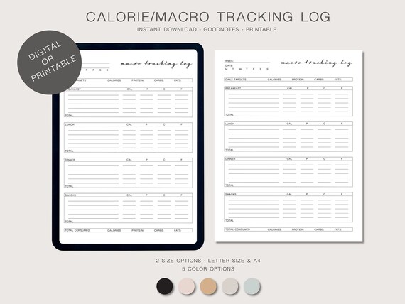 Calorie/macro Tracking Food Log Digital or Printable PDF - Etsy