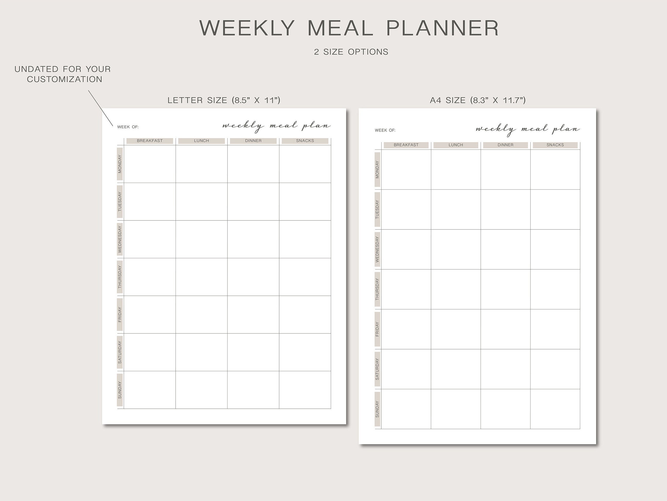 Weekly Meal Planner & Grocery List Bundle - Printable PDF or Digital ...