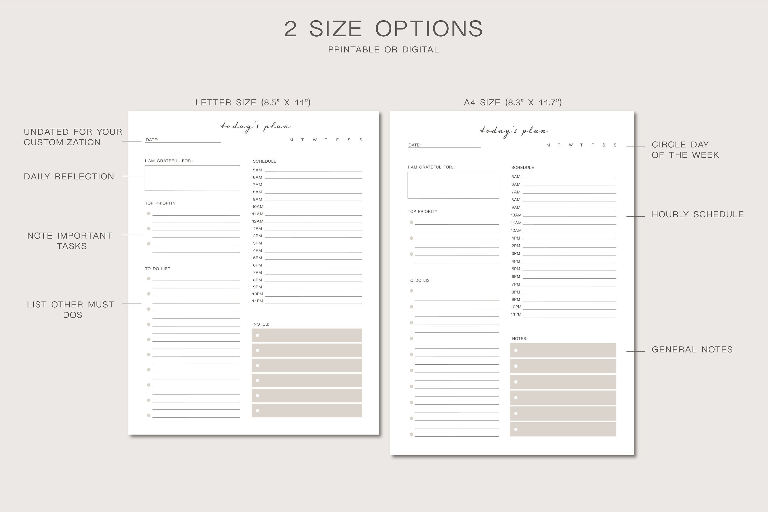 Undated Daily Hourly Planner - Printable or Digital - Goodnotes ...
