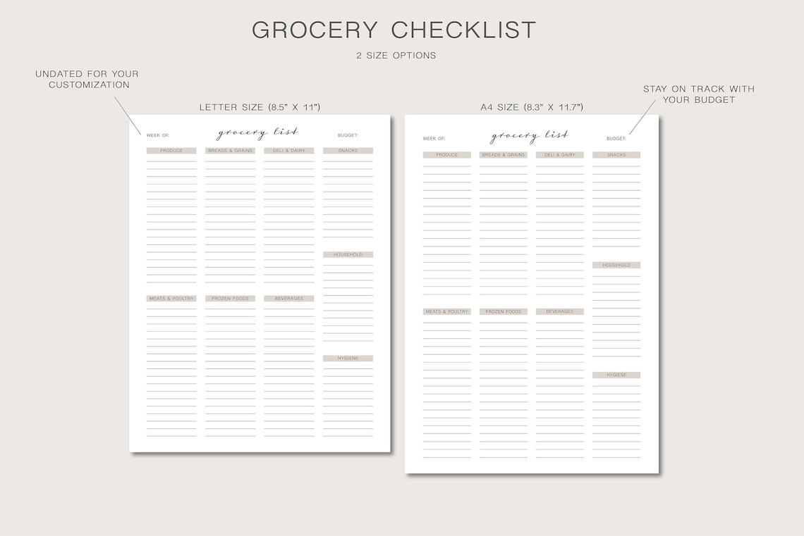 Weekly Meal Planner & Grocery List Bundle Printable PDF or - Etsy