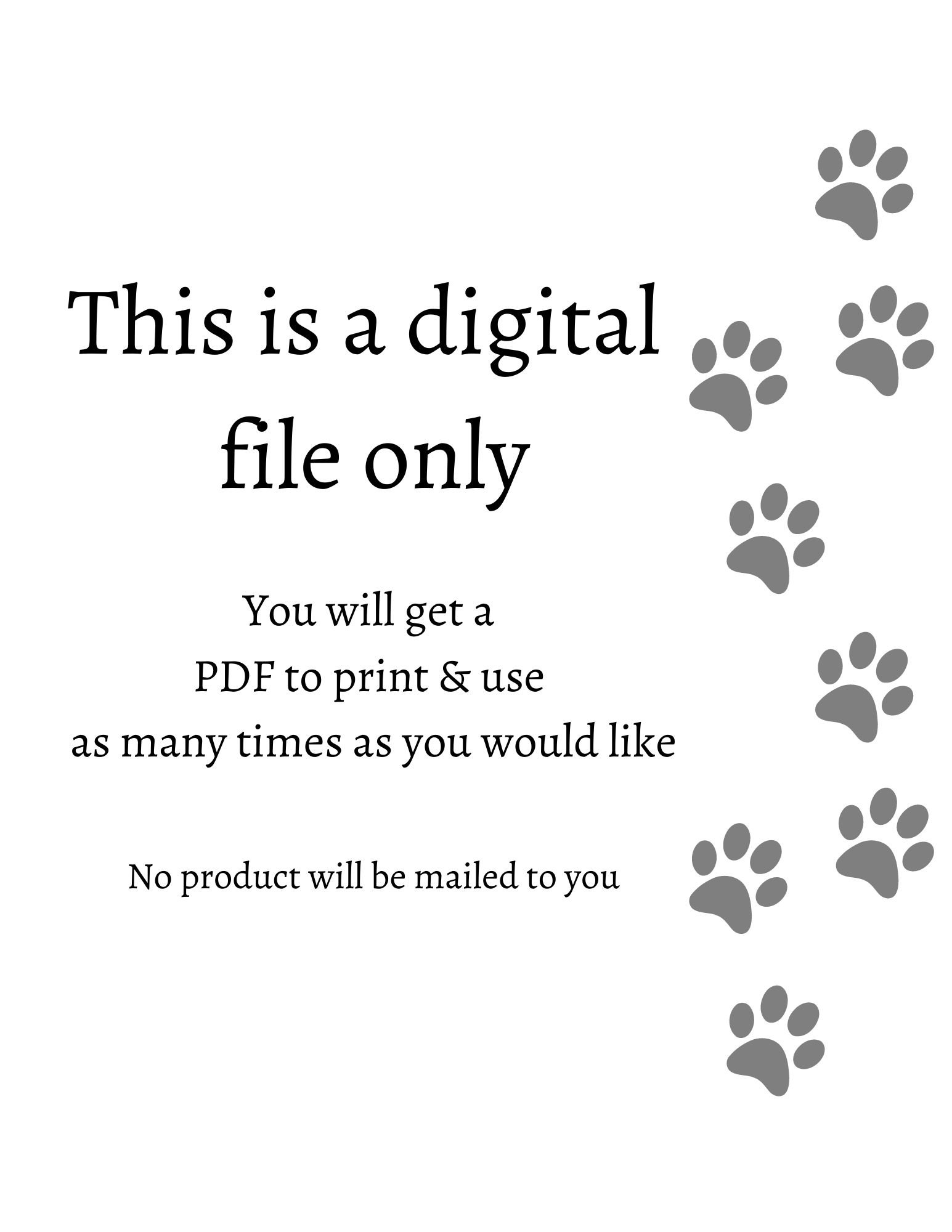 Animal Care Chart// Animal Medication Tracker - Etsy