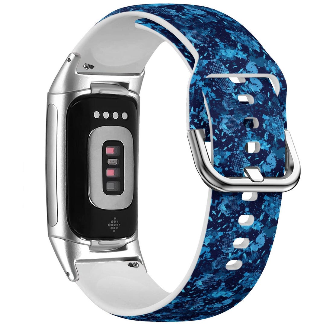 Blue Camo Pattern Band for Fitbit Versa 1/2/3 4, Fitbit Sense 1/2 ...