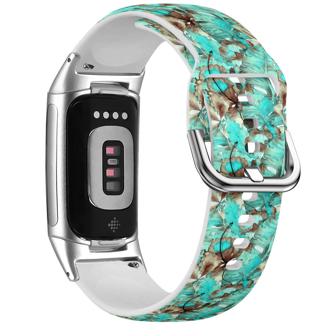 Watercolor Turquoise Exotic for Fitbit Versa 1/2/3 4, Fitbit Sense 1/2 ...