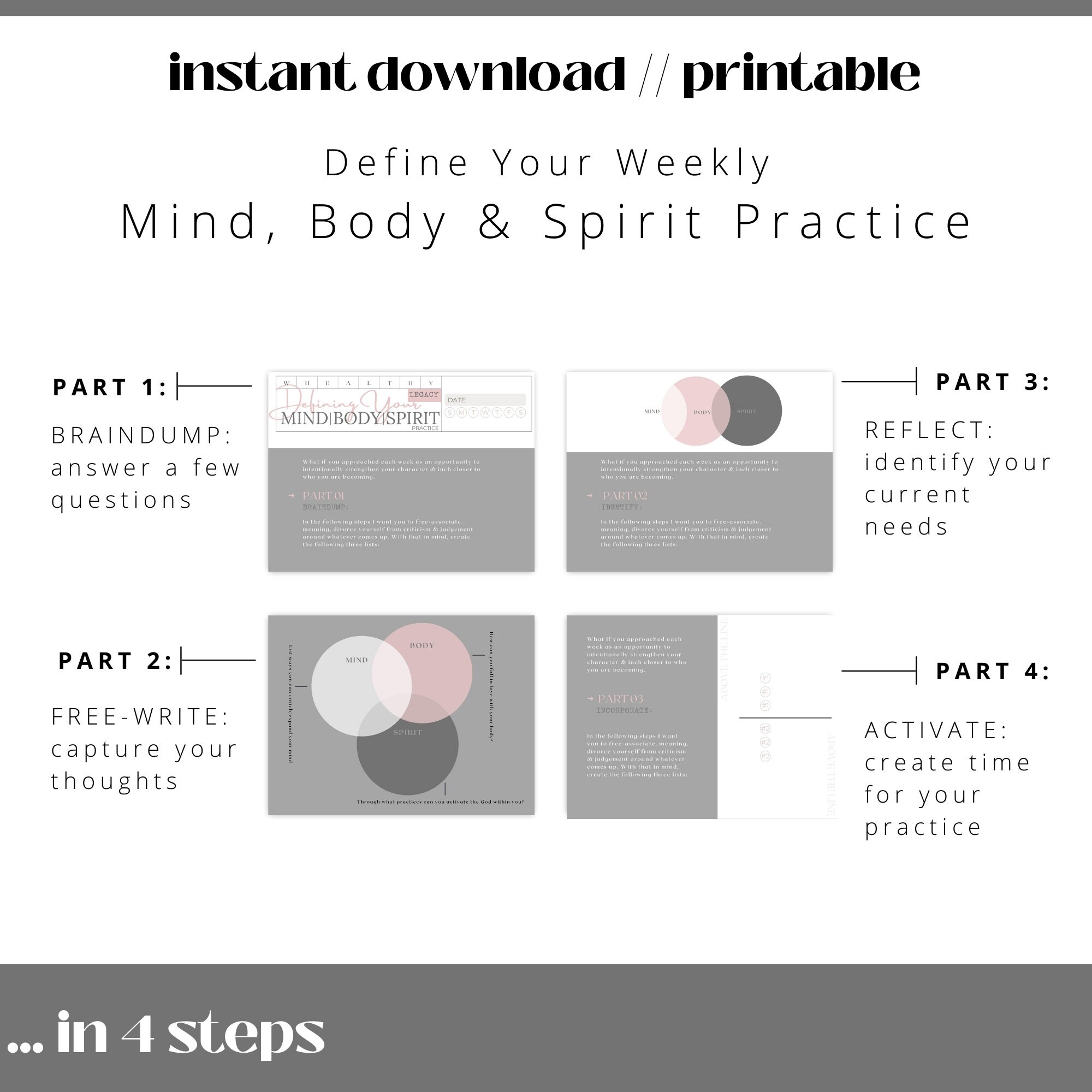 Self-care Worksheet | Wellness Worksheet | Spiritual Grounding ...