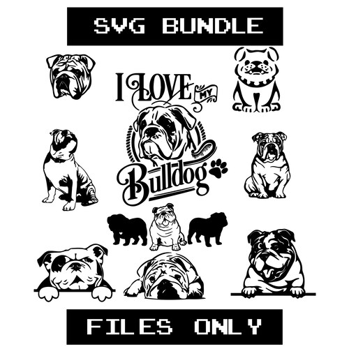 Bulldog Dog Bundle Collection SVG PNG EPS File for Cricut - Etsy