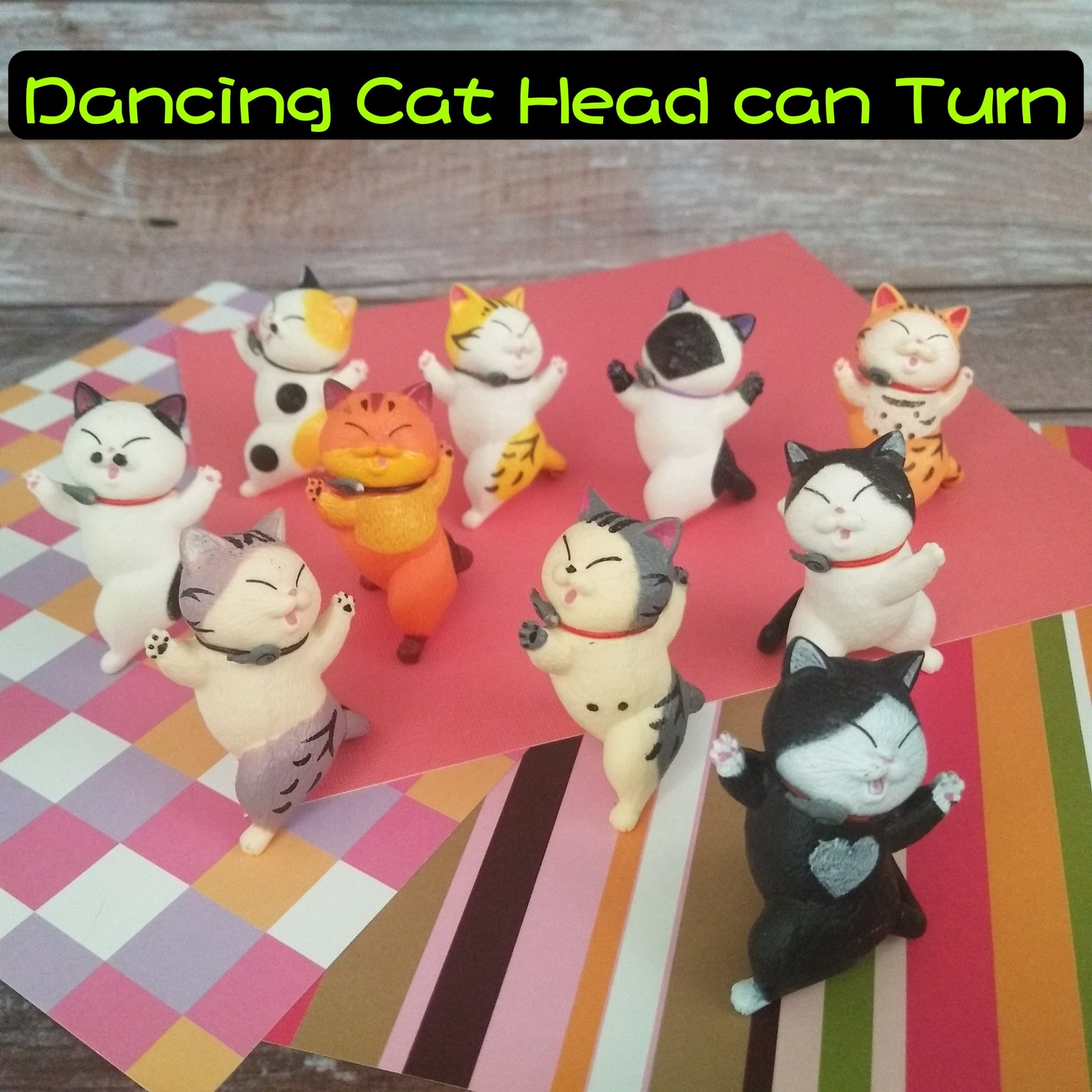 Funny Cat for Desk , Turning Head Dancing Cat, Desks Decoration, Gift ...
