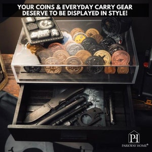 Wooden Challenge Coin Display Case With Clear Cover Military Coin ...