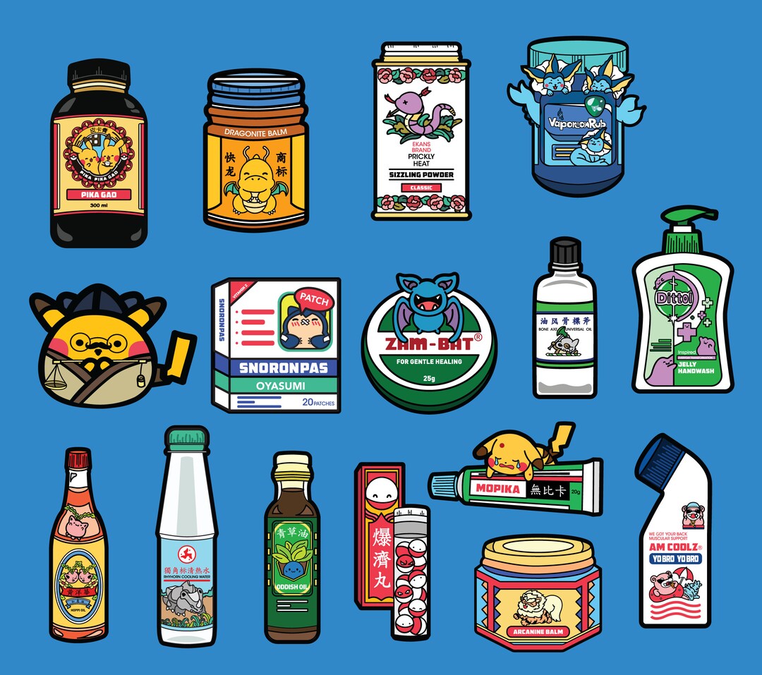 Pokemon Asian Medication Sticker Pack - Etsy
