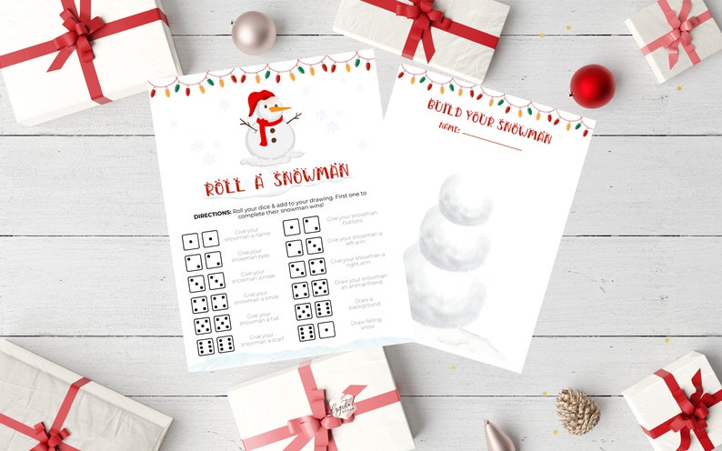 Roll A Snowman Game, Printable Christmas Game, Winter Activity for Kids ...