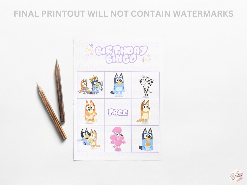 Blue.y Bingo Birthday Game, Blue.y Birthday Bingo, Instant Download ...