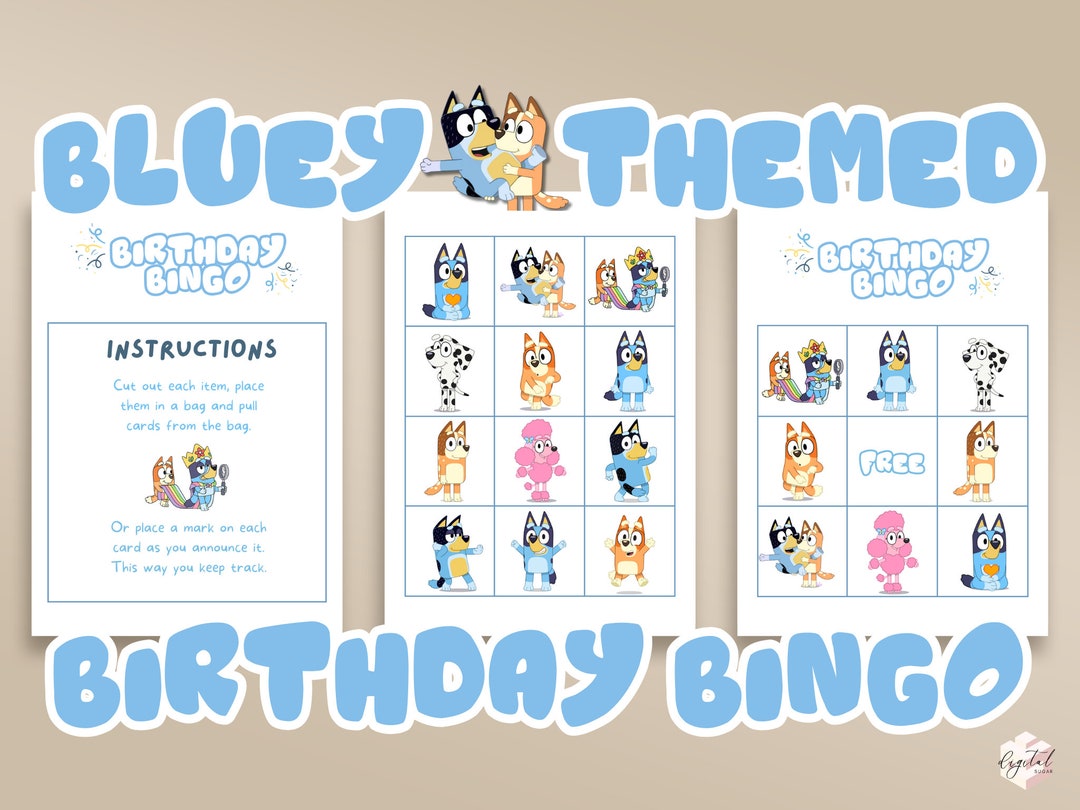 Bluey Bingo Birthday Game, Bluey Birthday Bingo, Instant Download, BLUE ...