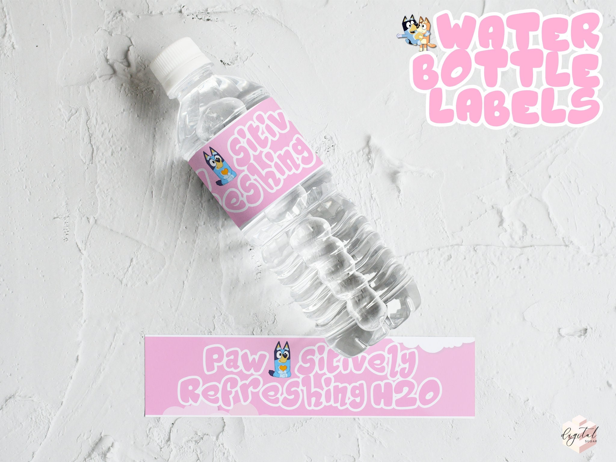 Bluey Girl Birthday Party, Pink, Bluey Birthday Water Bottle Labels ...