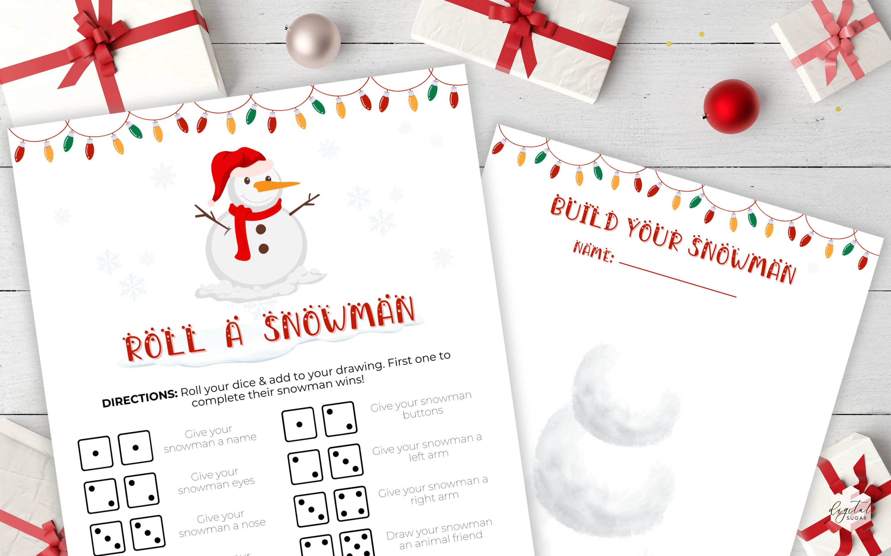 Roll A Snowman Game, Printable Christmas Game, Winter Activity for Kids ...