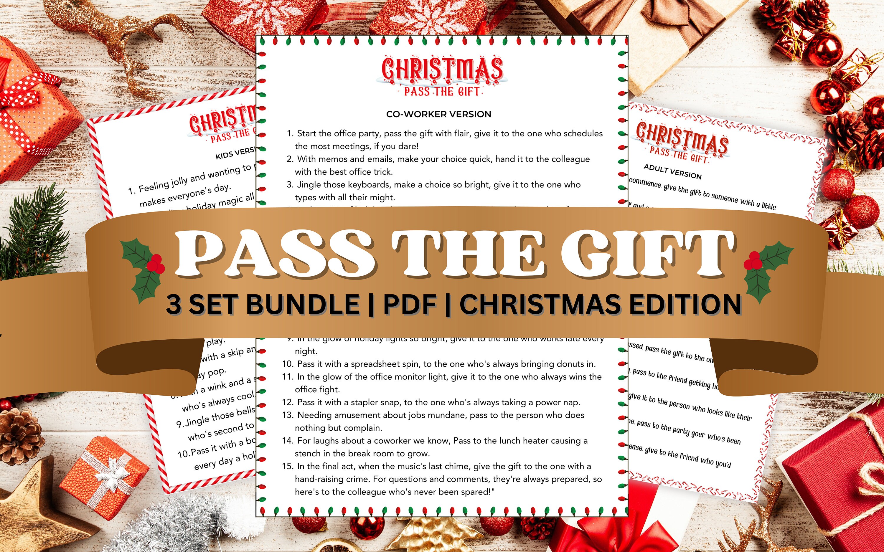 Pass the Gift Game Printable, Christmas Games, Holiday Family Games ...