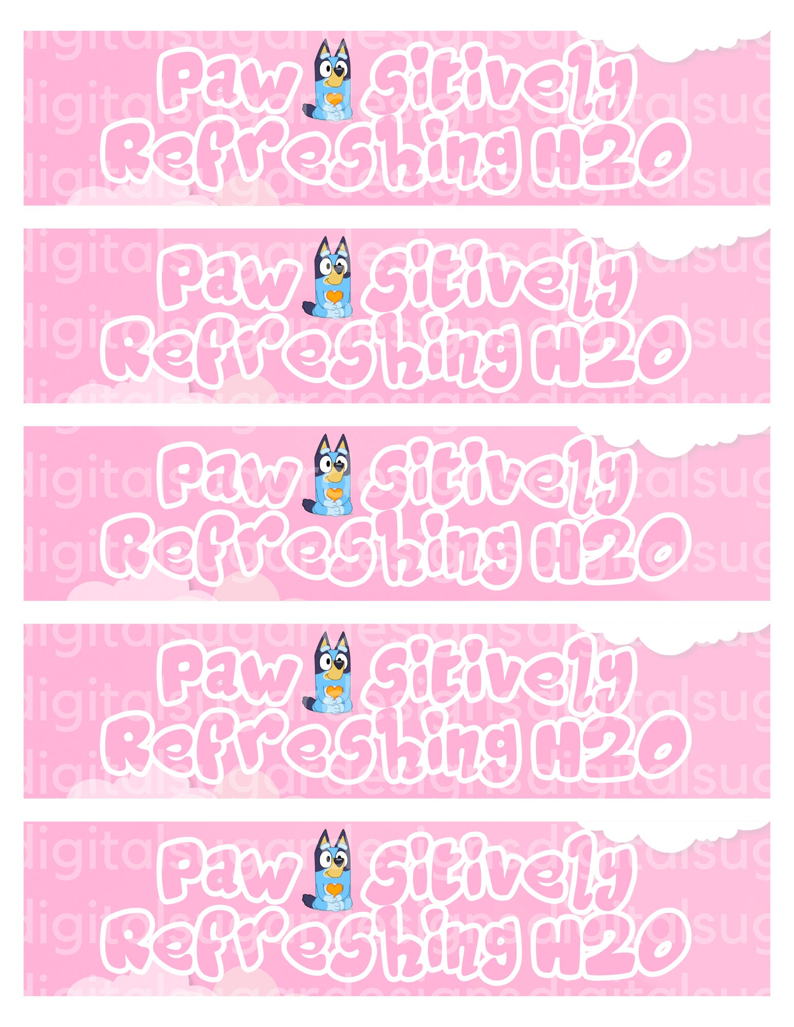 Bluey Girl Birthday Party, Pink, Bluey Birthday Water Bottle Labels ...