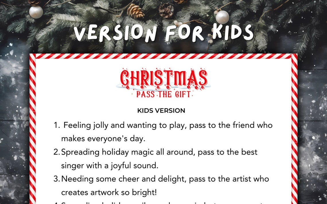 Pass the Gift Game Printable, Christmas Games, Holiday Family Games ...