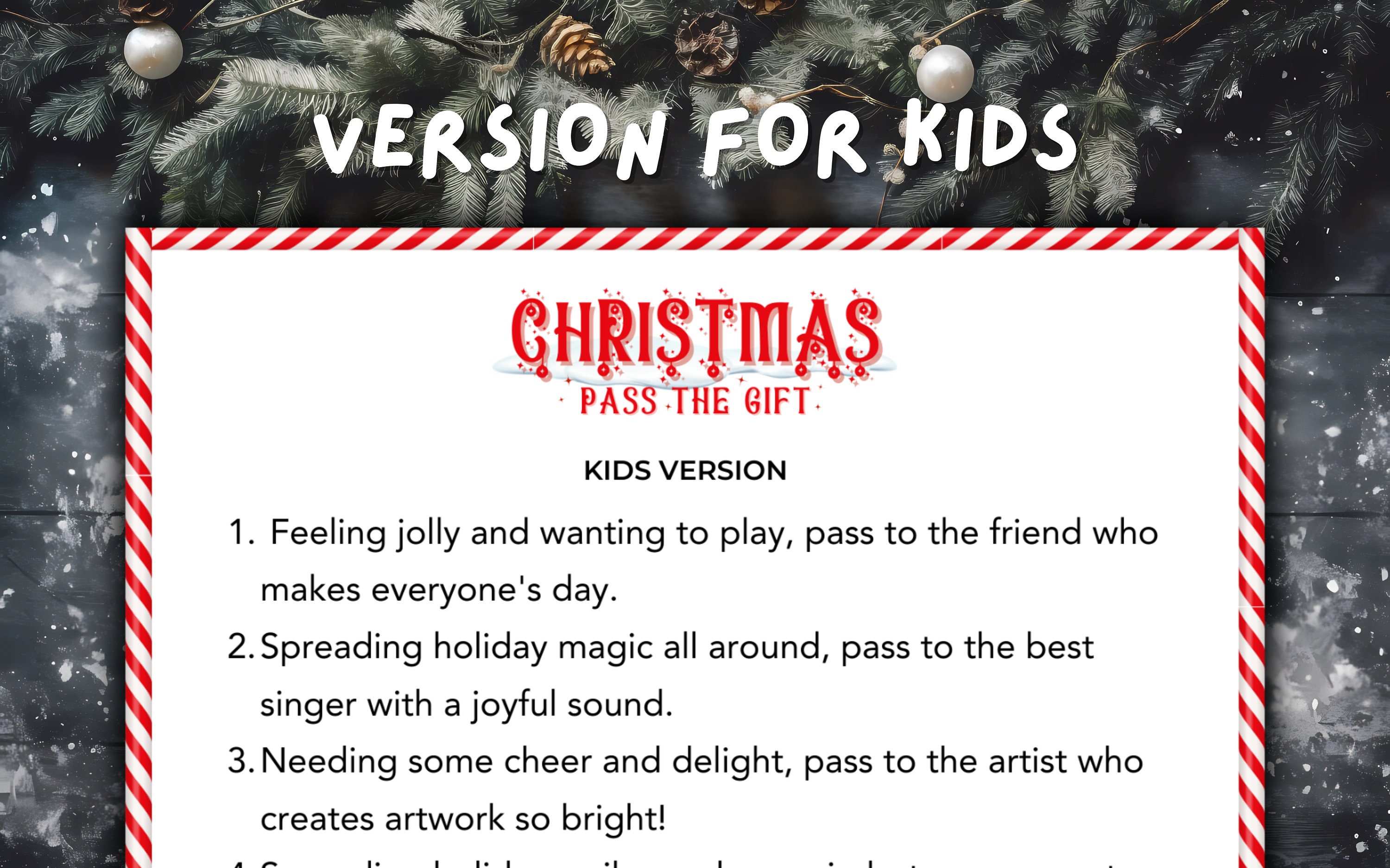 Pass the Gift Game Printable, Christmas Games, Holiday Family Games ...