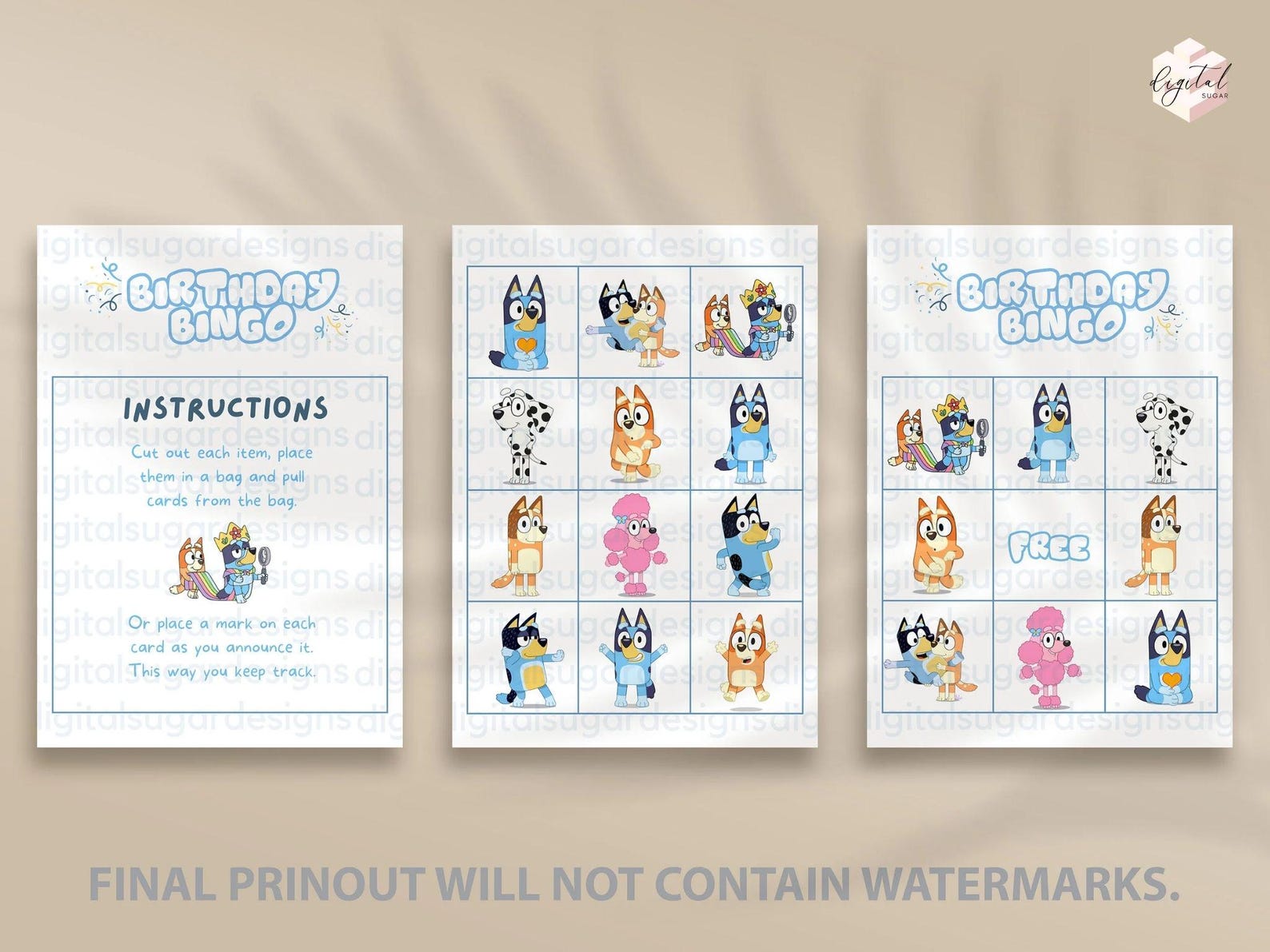 Blue Dog Bingo Birthday Game, Blue Dog Birthday Bingo, Instant Download ...