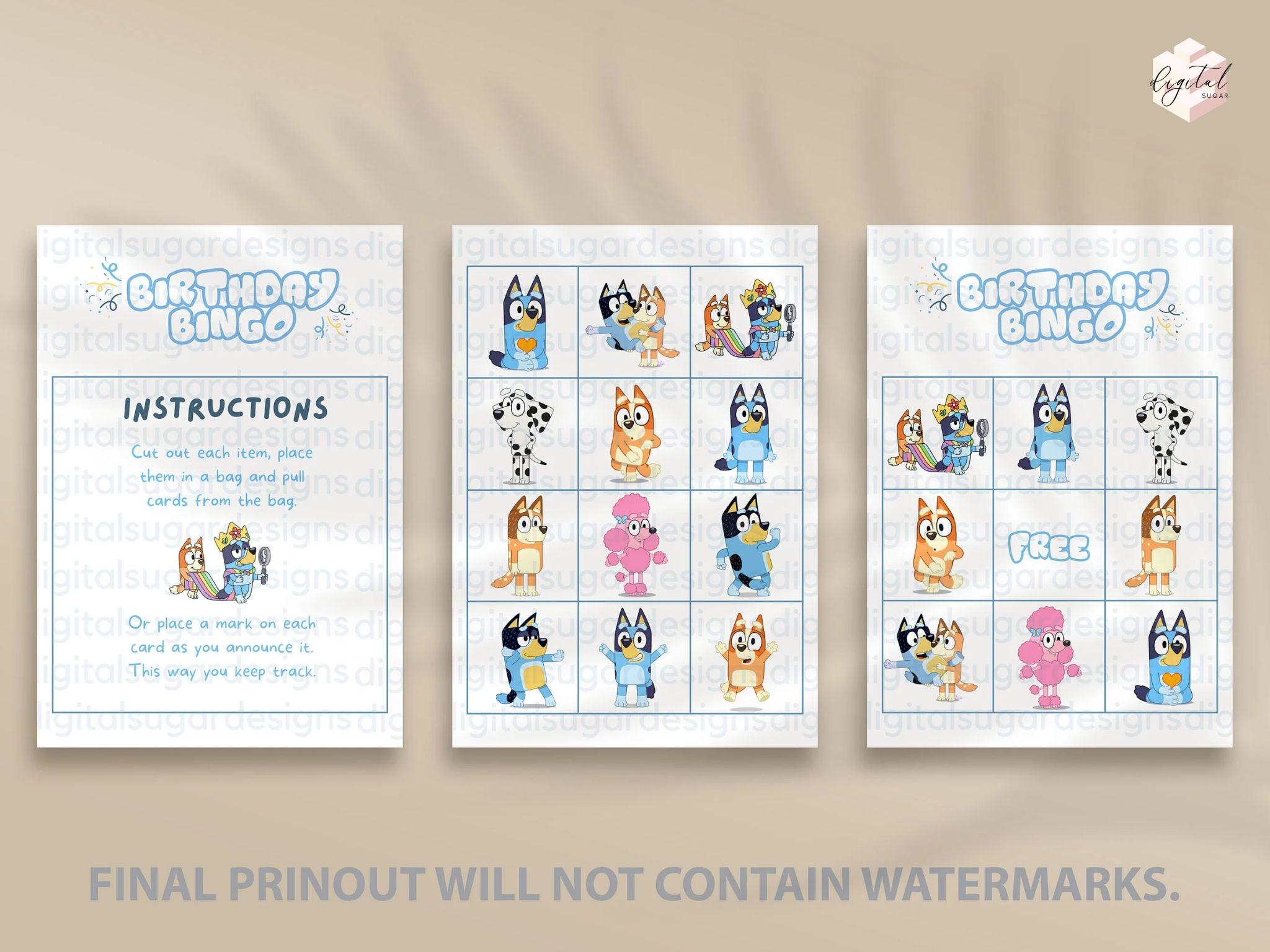 Blue Dog Bingo Birthday Game, Blue Dog Birthday Bingo, Instant Download ...