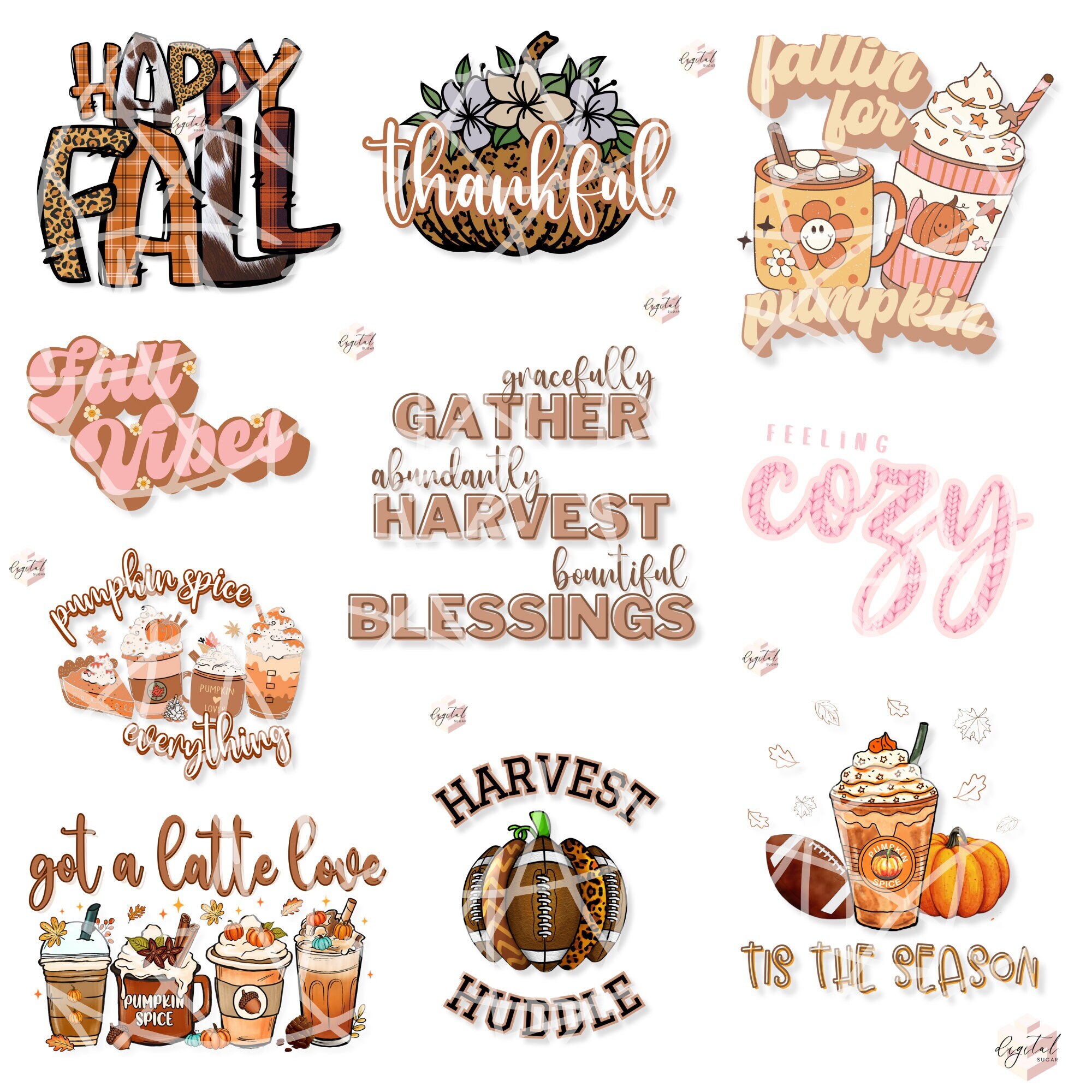 Thanksgiving PNG Bundle, Hello Fall, Retro Fall Bundle, Pumpkin Season ...