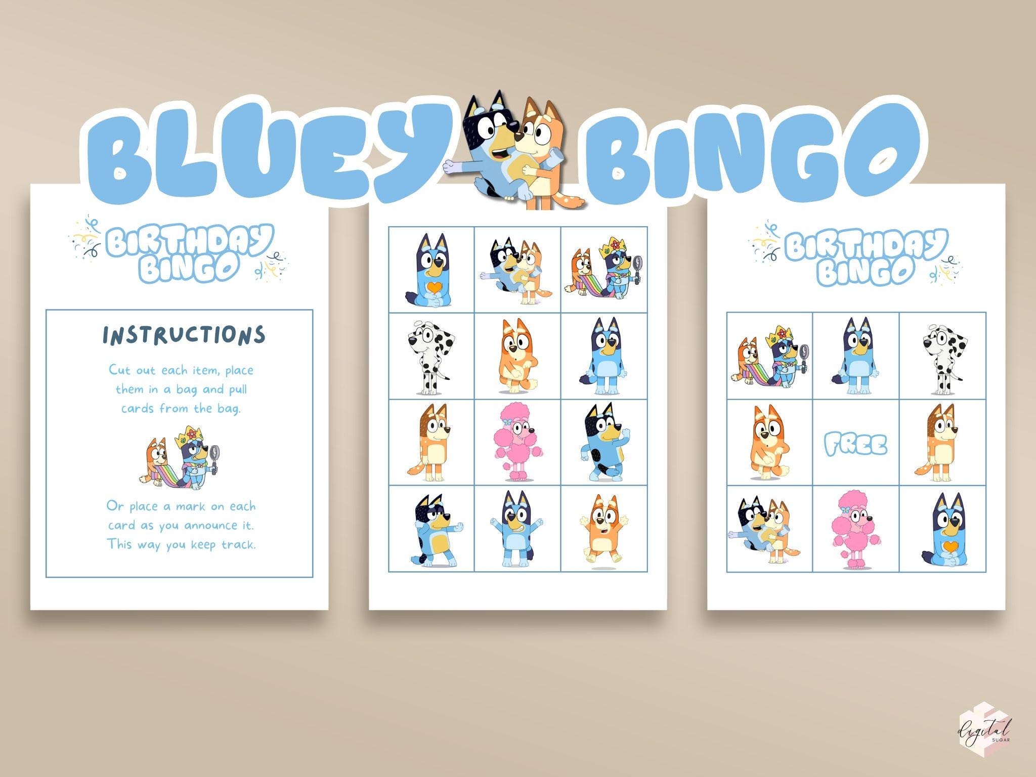 Blue Dog Bingo Birthday Game, Blue Dog Birthday Bingo, Instant Download ...
