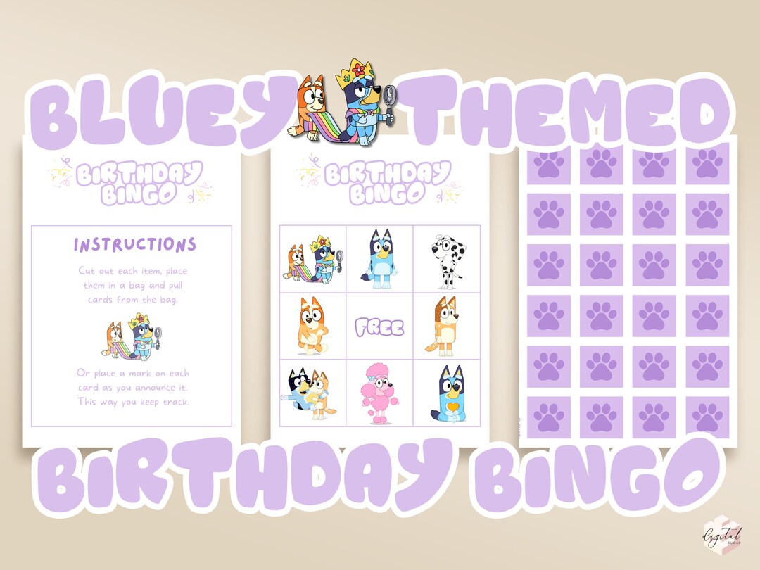 Blue.y Bingo Birthday Game, Blue.y Birthday Bingo, Instant Download ...