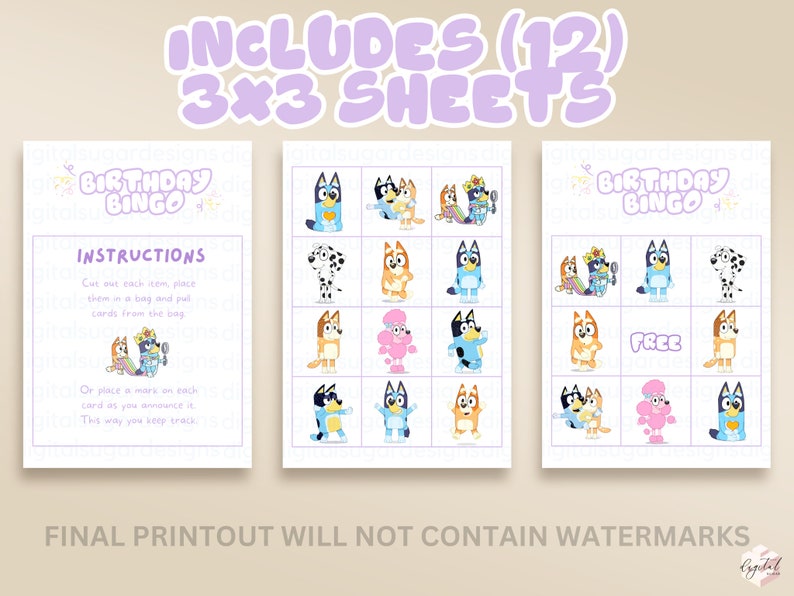 Blue.y Bingo Birthday Game, Blue.y Birthday Bingo, Instant Download ...