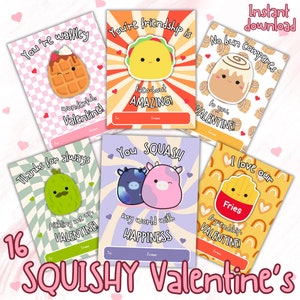 Squish Valentine Cards - Printable - Instant Download - Kids Valentines ...