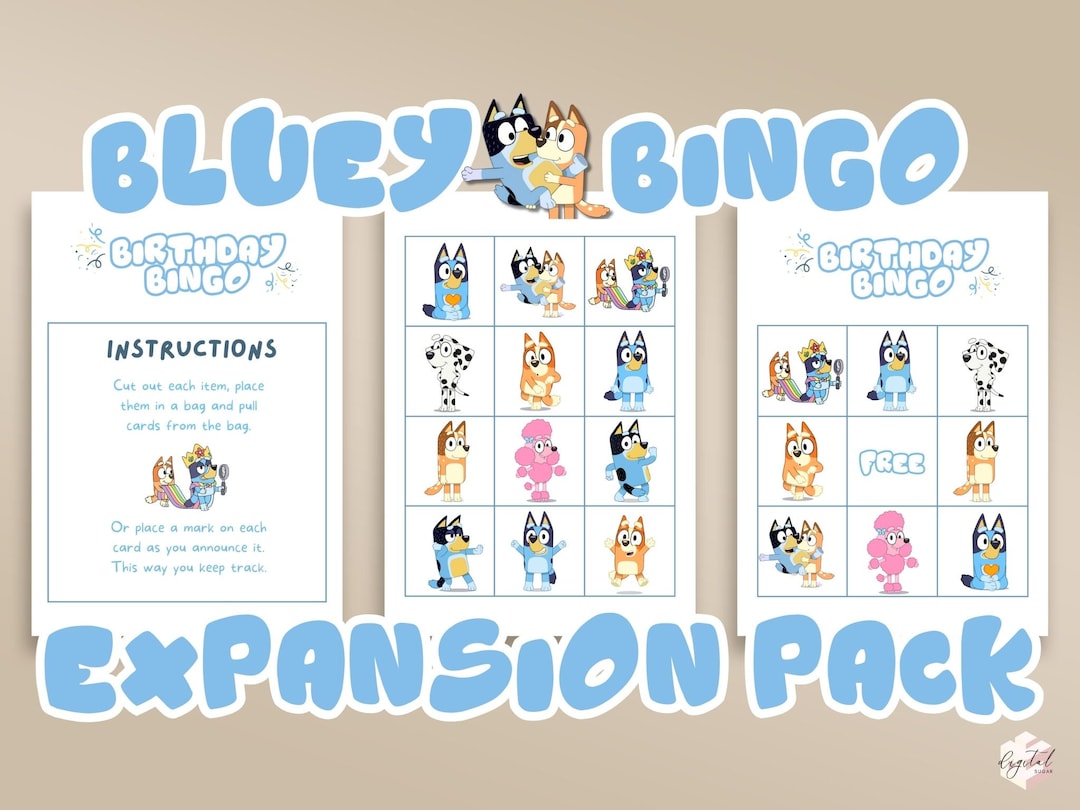 Blue Dog Bingo Birthday Game 6 PC EXPANSION Pack , Blue Dog Birthday Bingo, Instant Download ...