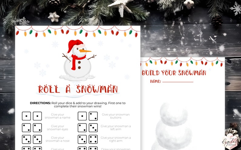 Roll A Snowman Game, Printable Christmas Game, Winter Activity for Kids ...