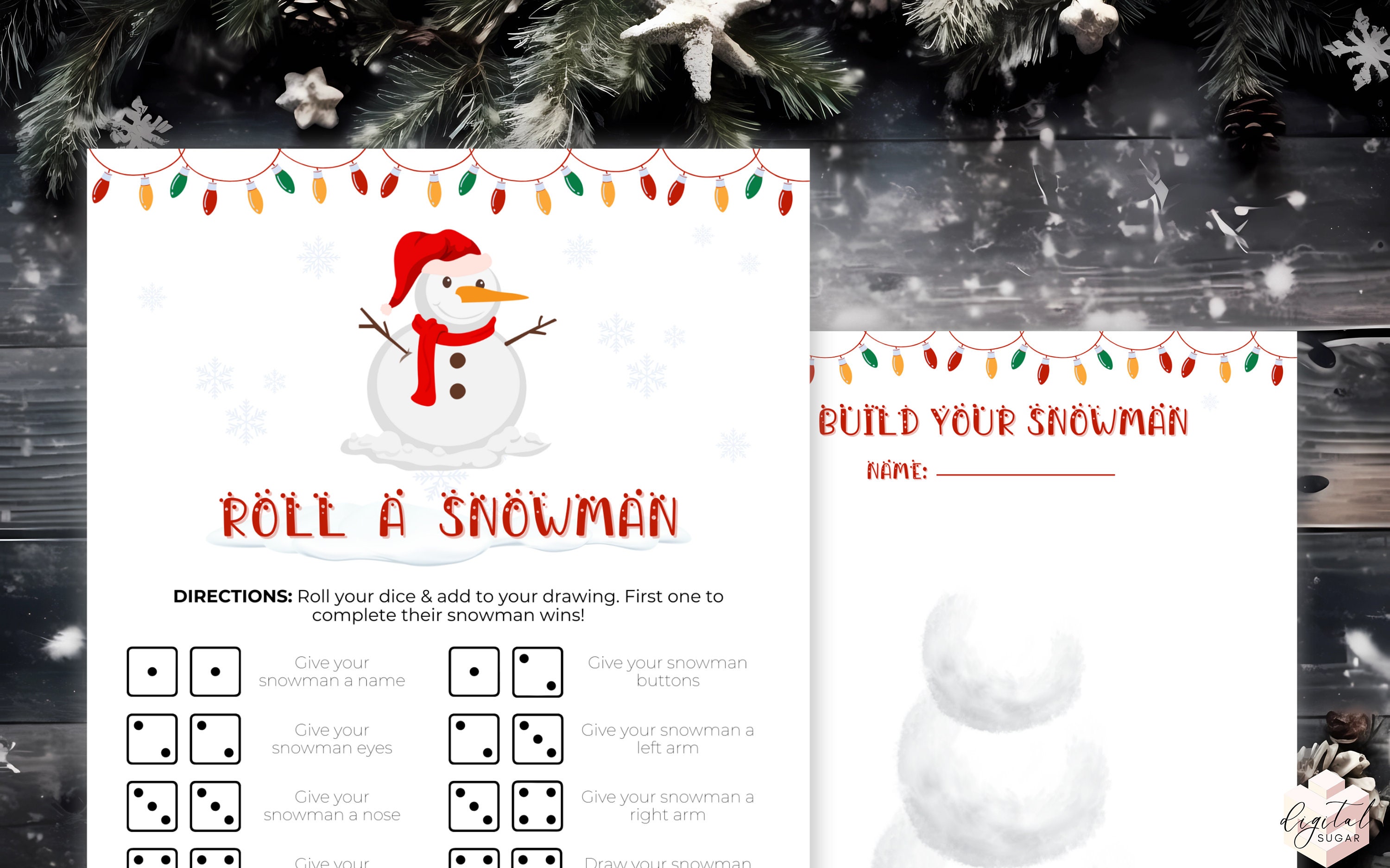 Roll A Snowman Game, Printable Christmas Game, Winter Activity for Kids ...
