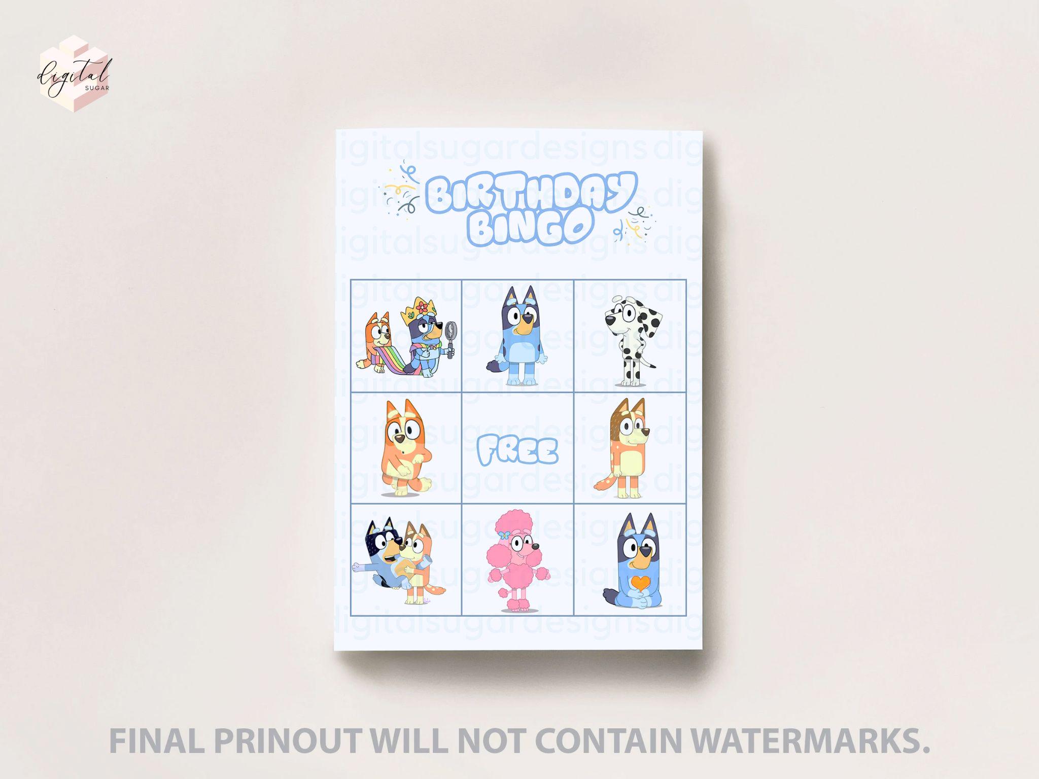 Blue Dog Bingo Birthday Game, Blue Dog Birthday Bingo, Instant Download ...