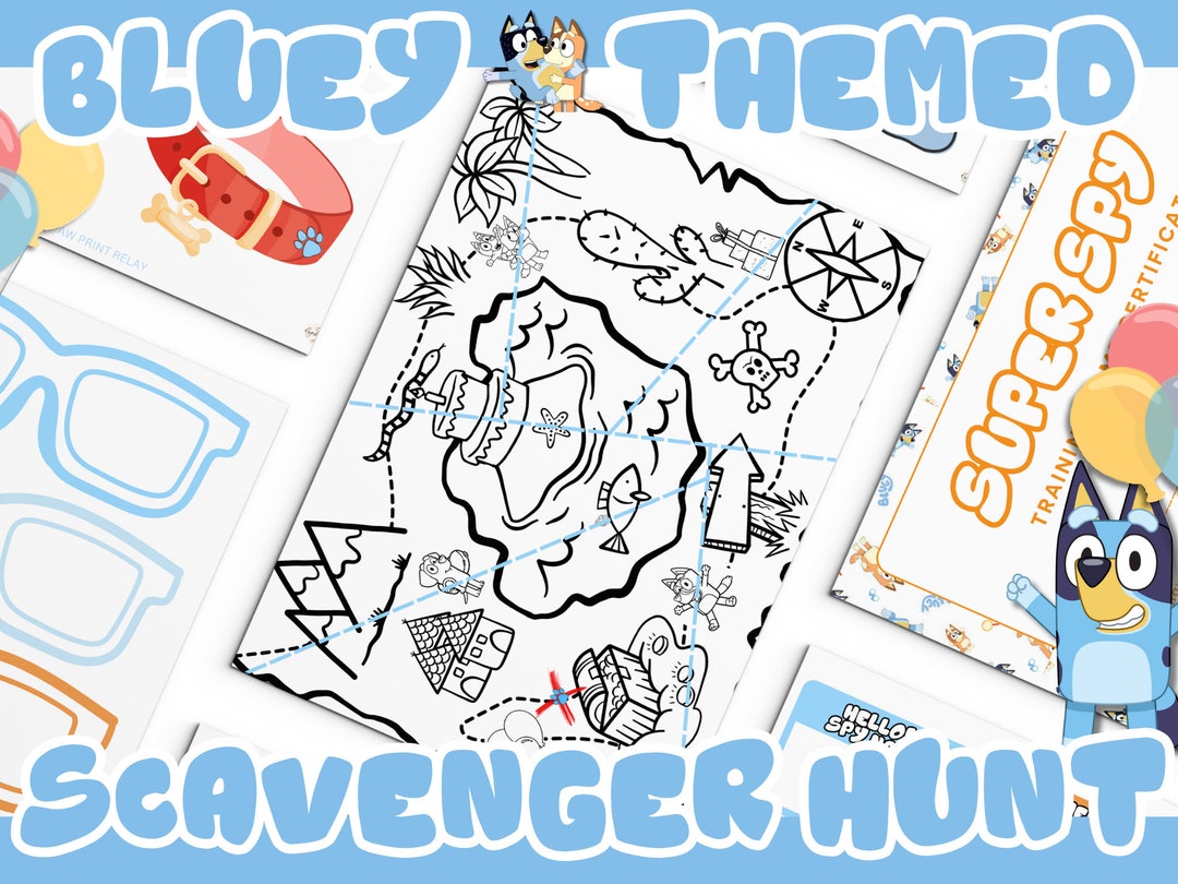 Blue.y Scavenger Hunt Game Bundle for Kids, Birthday Party Favor, Bluey ...