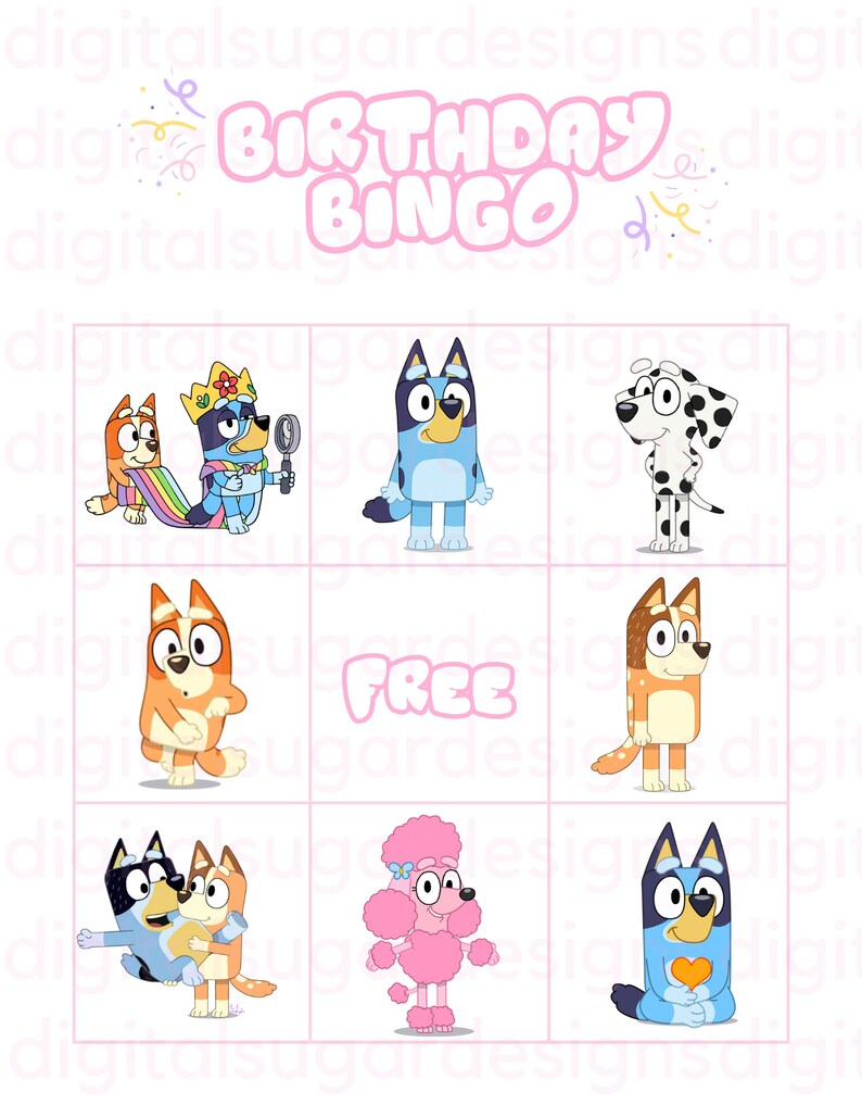 Bluey Bingo Birthday Game Bluey Birthday Bingo Instant - Etsy
