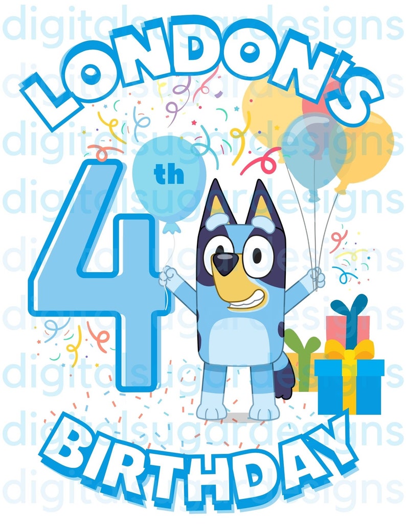 Bluey Iron On Transfer Design, Bluey Birthday Party Iron On Transfer ...