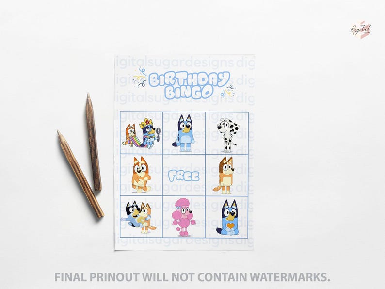 Blue Dog Bingo Birthday Game, Blue Dog Birthday Bingo, Instant Download ...