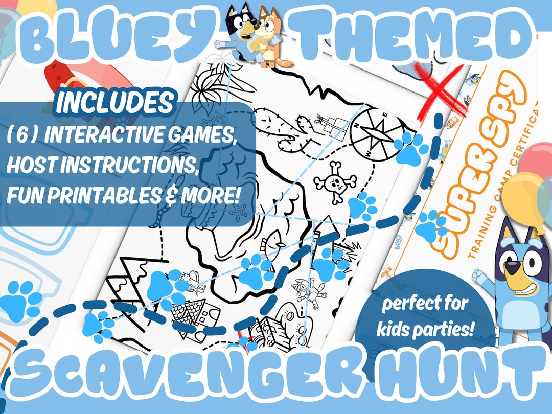 Blue Dog Scavenger Hunt Game Bundle for Kids, Birthday Party Favor ...