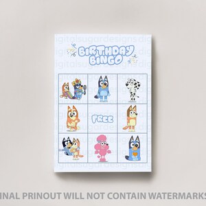 Bluey Bingo Birthday Game, Bluey Birthday Bingo, Instant Download, BLUE ...