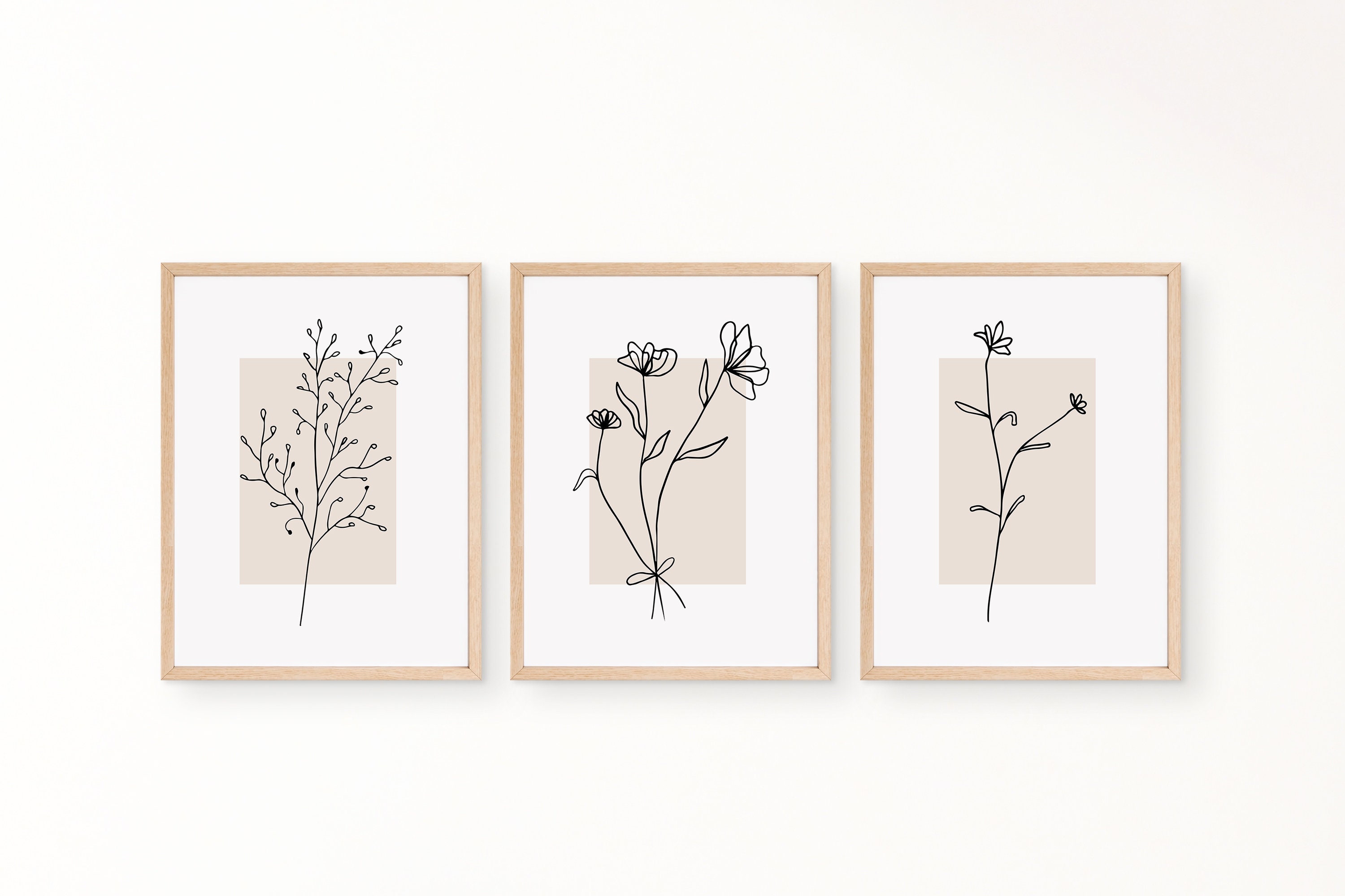 Set of 3 Flower Line Art | minimalist Line Art | Flower Drawing ...